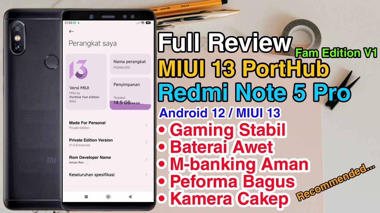 Full Review MIUI PortHUB Fam Edition Redmi Note 5 Pro | Android 12 MIUI 13 | Smooth & Features ...