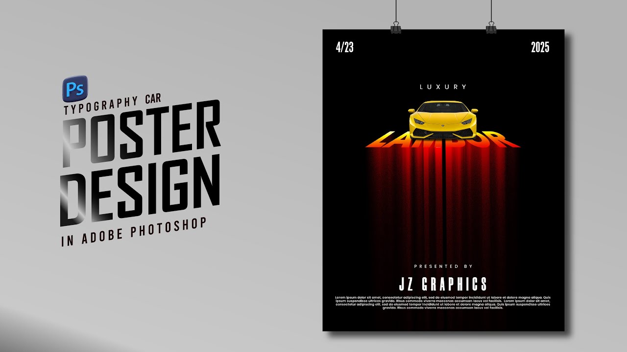 Typography Car Poster Design in Photoshop | Cinematic Car Poster Design ...