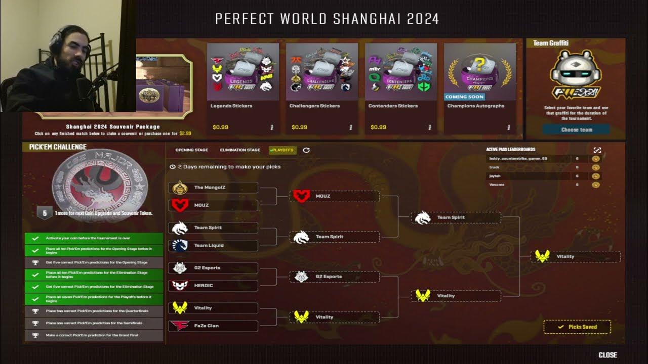 Perfect World Shanghai CS2 Major (PLAYOFFS PICKEMS) *DIAMOND COIN ENSURED* - YouTube