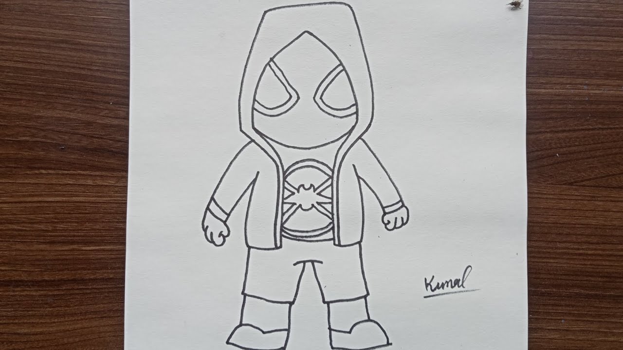 Little Spider - Man pencil drawing | cartoon spider - man ...