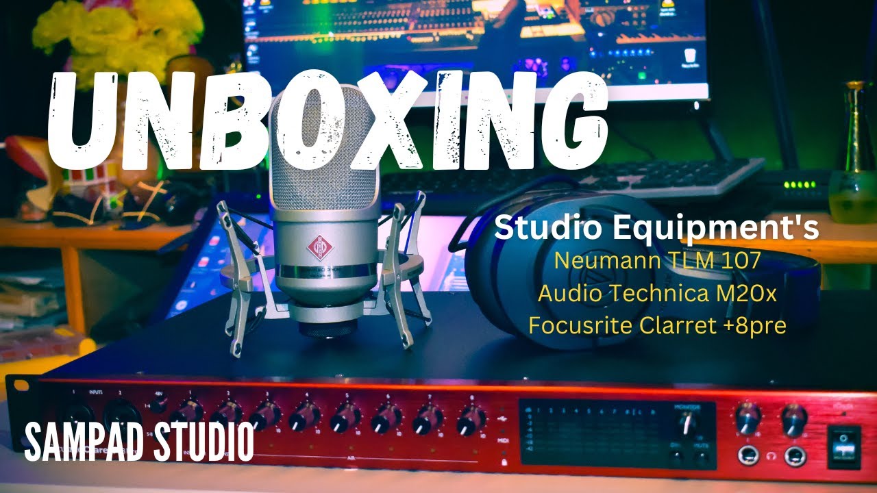 Unboxing | TLM-107 | Clarret+8 Pre | Audio Technica M20X | In Bengali | Sampad Studio - YouTube
