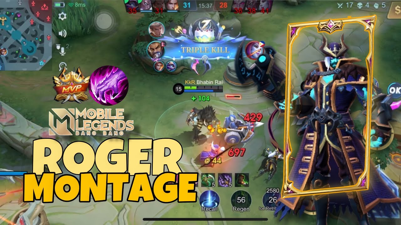 Mlbb-Roger (Hyper) Full gameplay Montage Highlights | Roger Best ...