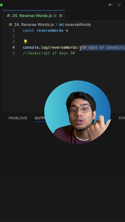 Reverse Words in Javascript (in one Line) | Day 24/50 of Javascript Challenge | Soumyadip - YouTube