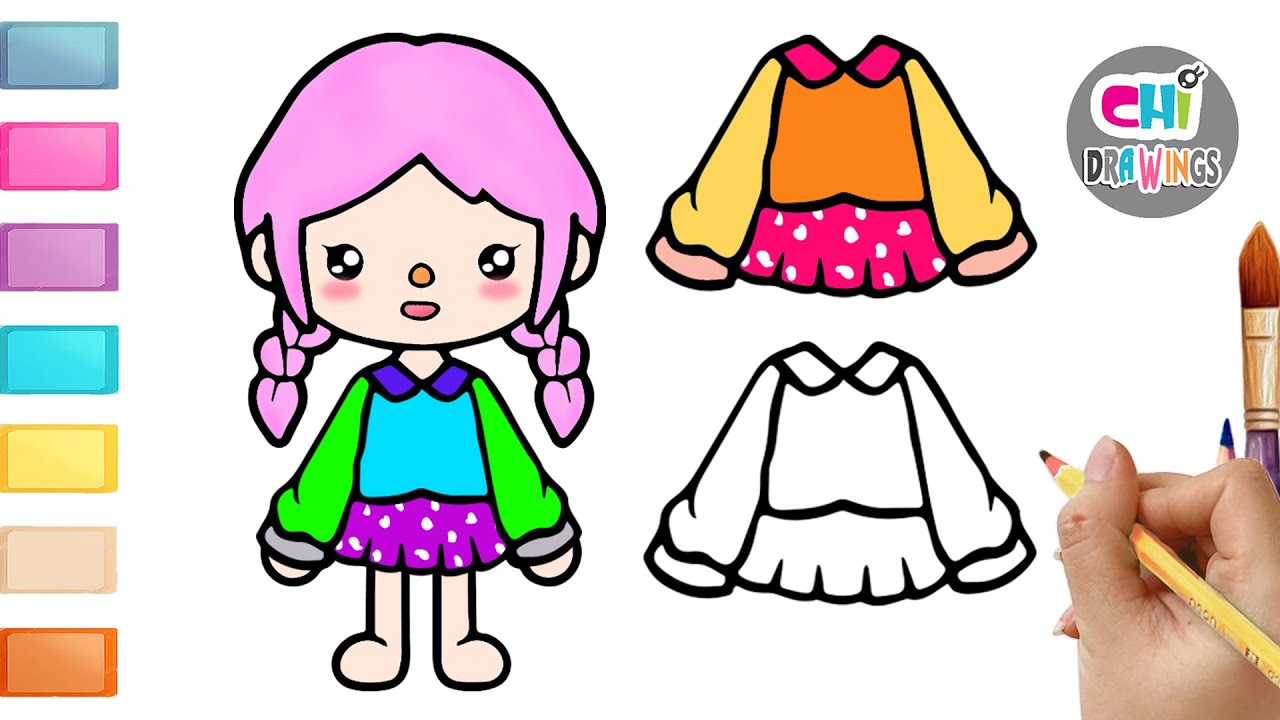 How to draw new clothes for Toca Boca girl | toca boca drawing | paper ...