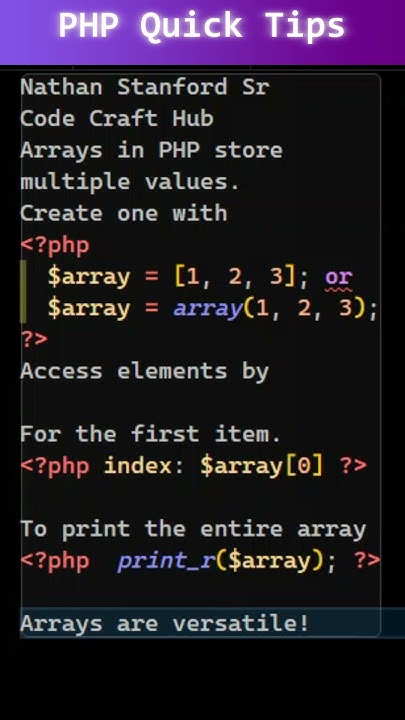 PHP Quick Tips Arrays - YouTube