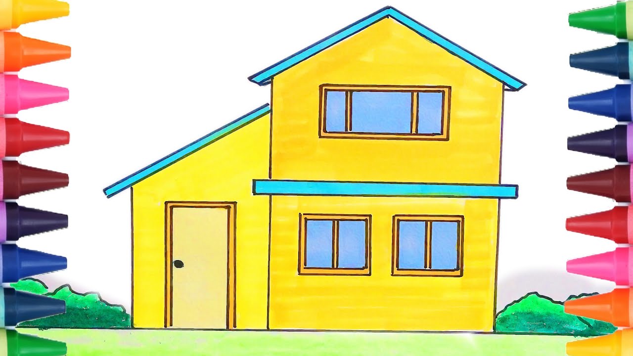 Step By Step beautiful House Easy Drawing from shapes 🏠🏠, easy coloring ...