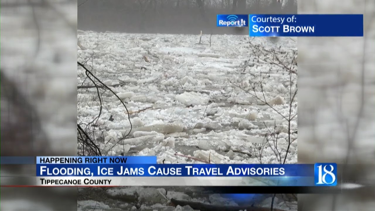 Flooding, ice jams cause travel advisories - YouTube