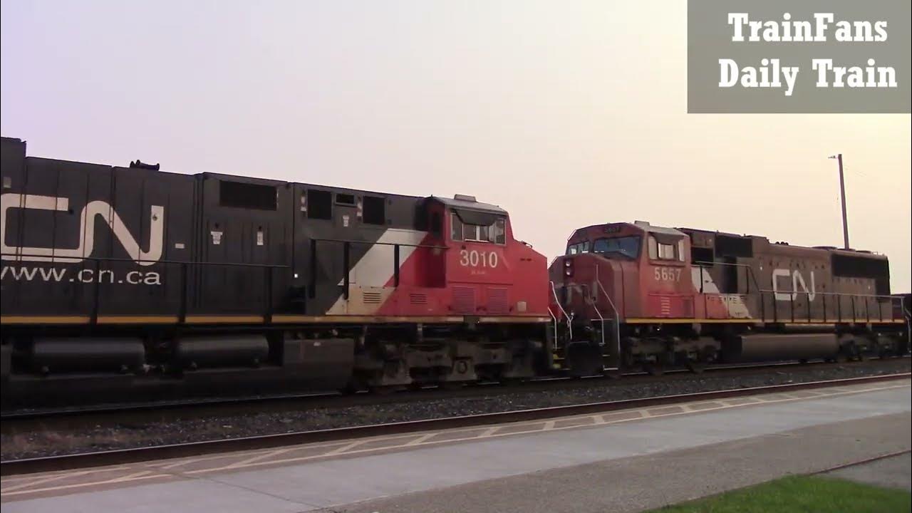 Manifest Train CN M394 With CN 3008 IC Heritage Plus CN 3010 & CN 5657 Locomotives Sarnia ...