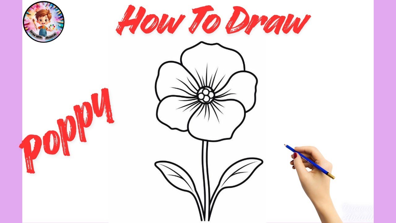 How to draw poppy flower I poppy for Remembrance Day - YouTube