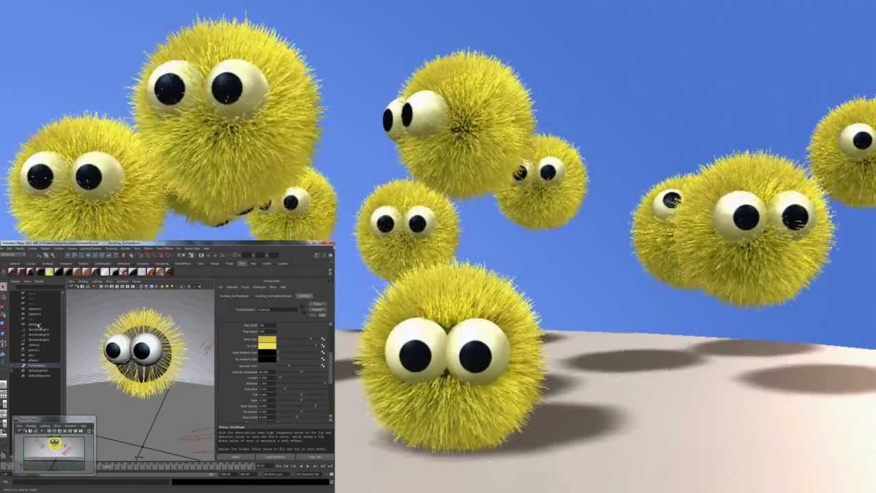 Maya Bouncing Fur Balls - YouTube