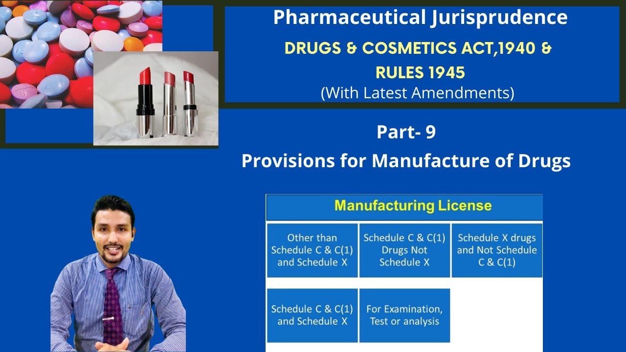 Provisions for Manufacture of Drugs || D and C Act 1940 & Rules 1945 ...