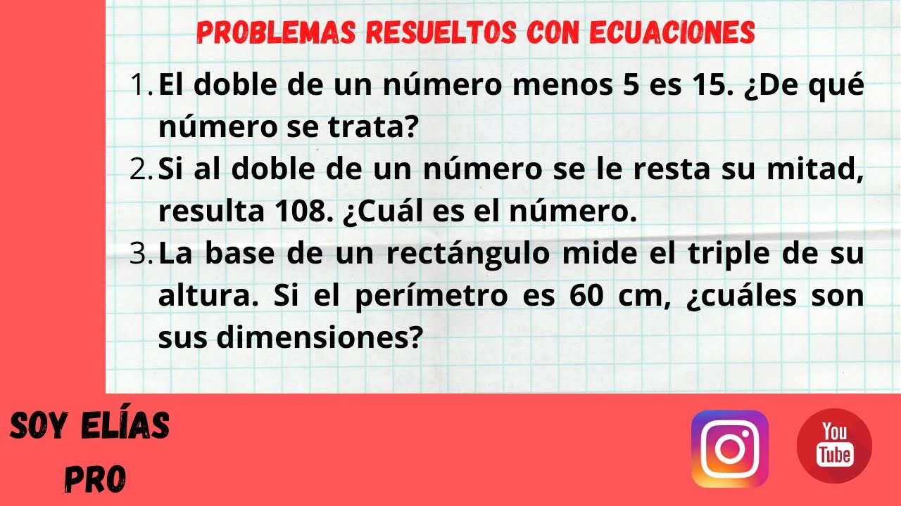 Resolución de Problemas con Ecuaciones 3 | Lenguaje Algebraico - YouTube