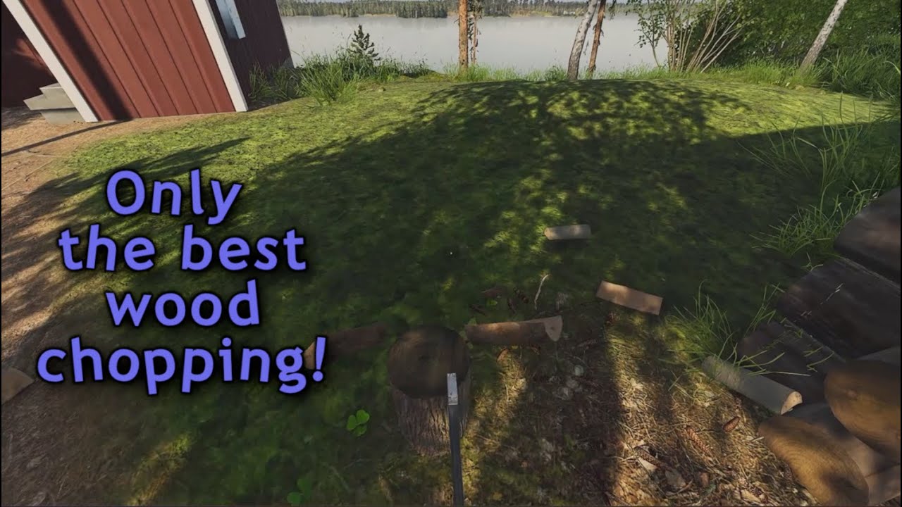 Wood chopping action! Finnish Cottage Simulator - YouTube