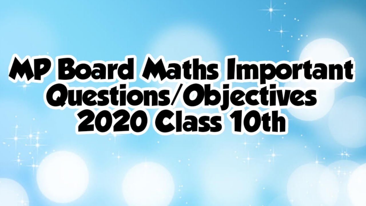 Mp Board Mathematics Important Questions. - YouTube