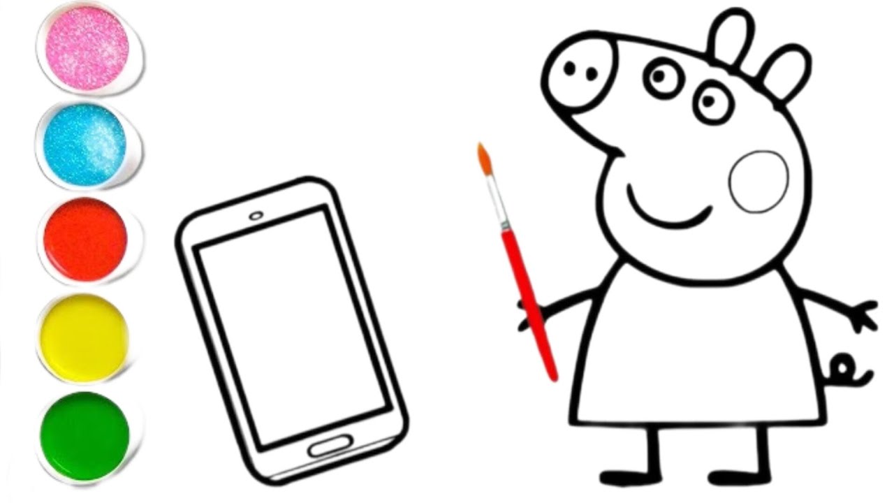 easy Pippa pig 🐷🐖drawing and colouring with i phone for kids - ABC ...