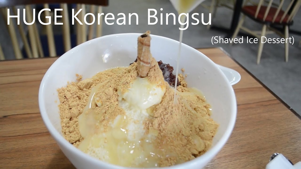 Bingsu (shaved ice dessert) @ Korean owned cafe - YouTube