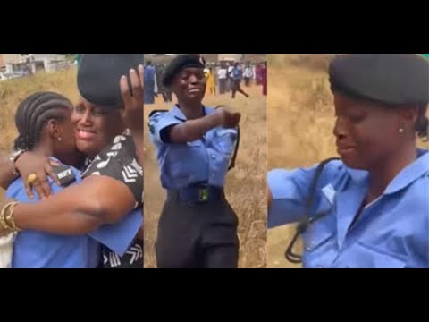 Lady crying profusely as she graduates from police college - YouTube