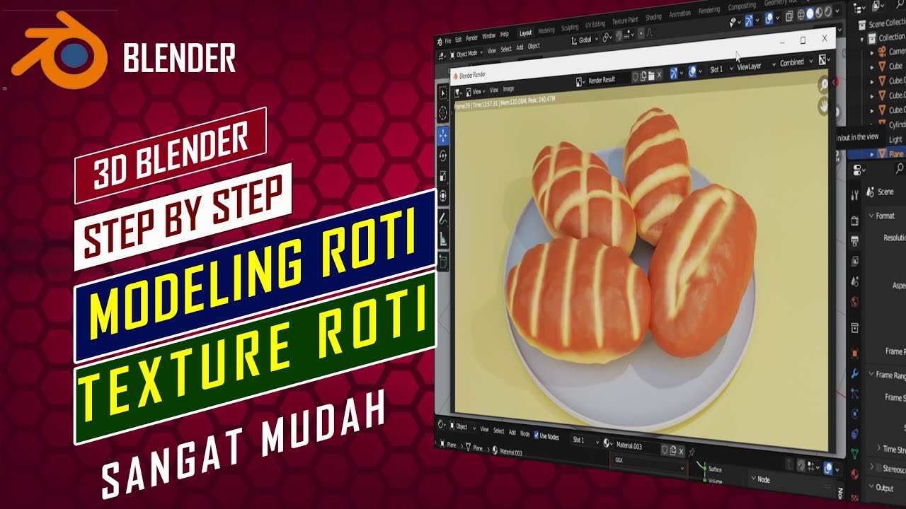 CARA MUDAH MEMBUAT ROTI di 3D Blender untuk PEMULA - YouTube