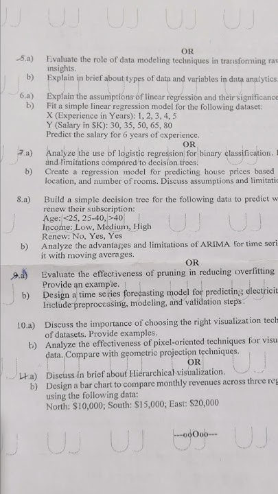 JNTUH R22 BTech 3 Year 1st Semester DATA ANALYTICS Question paper😱🔥# ...