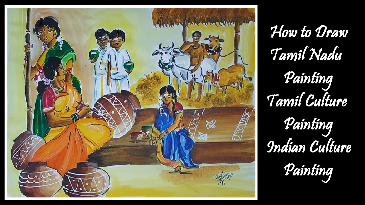 How to Draw Tamil Nadu Painting Tamil Culture Painting Indian Culture ...