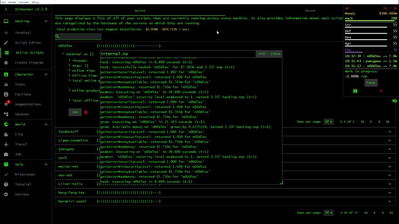 Bitburner : hack bell - YouTube