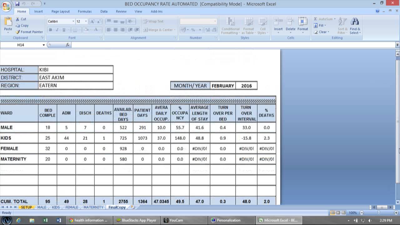 Copy of EXCEL AUTOMATED OUT/IN PATIENT AND BED UTILIZATION - YouTube