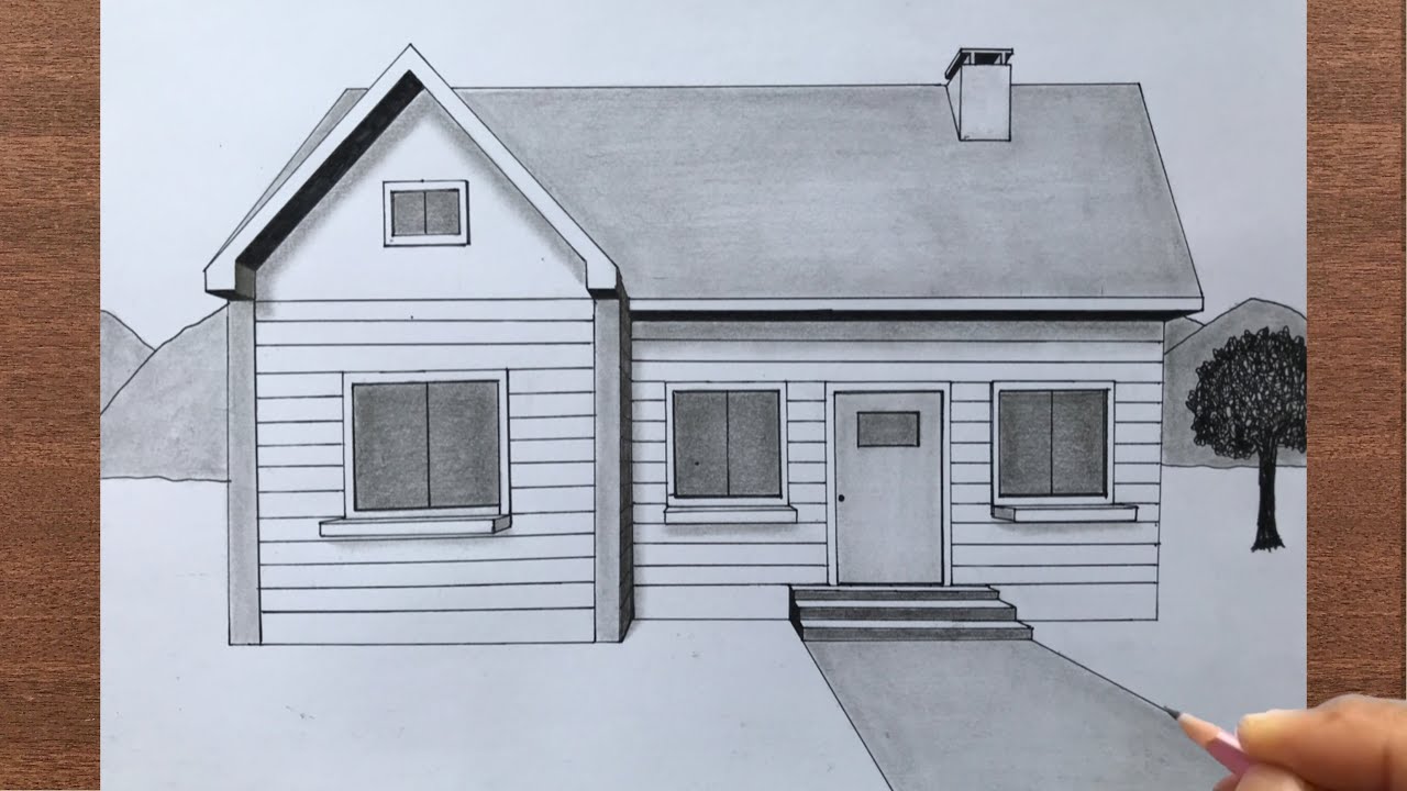 How to Draw a House in 1 Point Perspective - YouTube