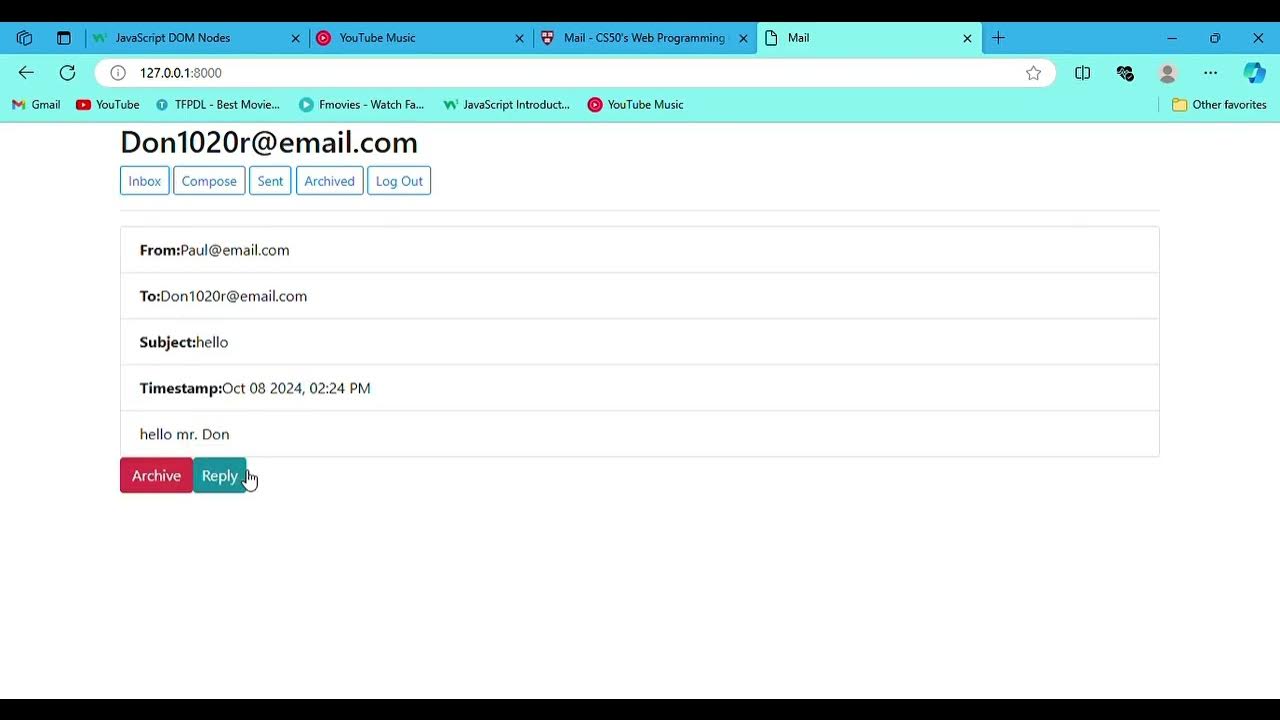 Cs50 web project 3 - Mail screencast - YouTube