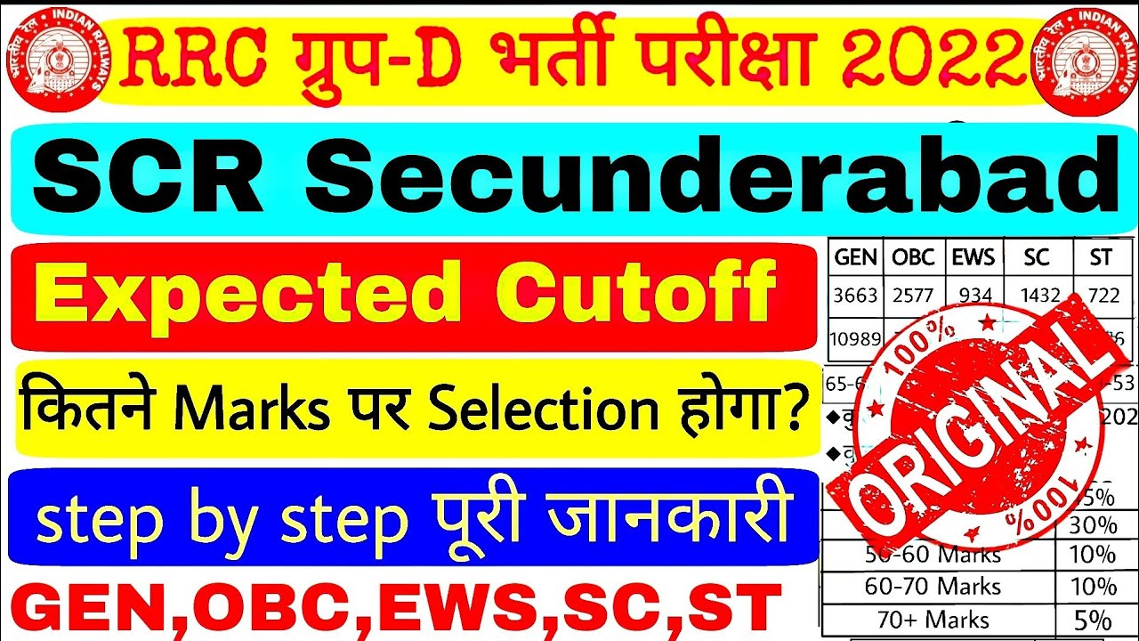 RRC Secunderabad Group-D Cut Off 2022 || SCR Secunderabad Zone Expected Cut Off 2022 || - YouTube
