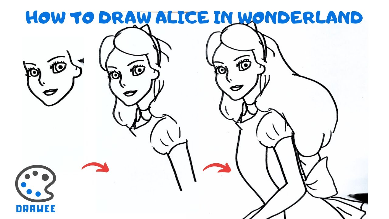 How to draw Alice in Wonderland - YouTube