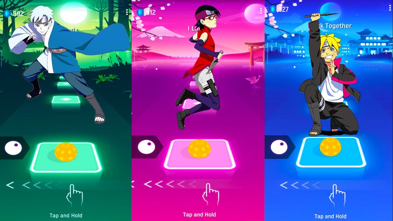 Boruto VS Sarada VS Mitsuki in Tiles Hop EDM Rush - YouTube