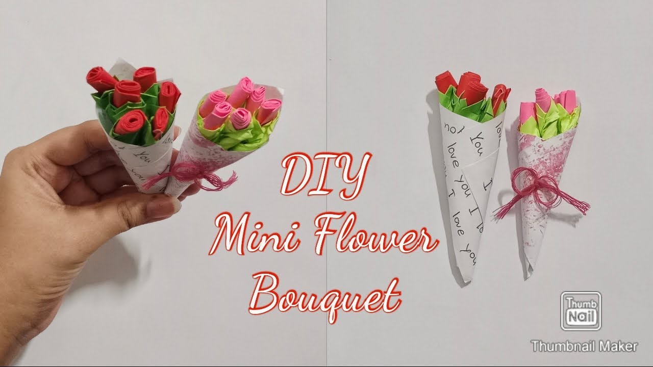 How to make paper rose flower bouquet | Mini Flower Bouquet With Paper ...