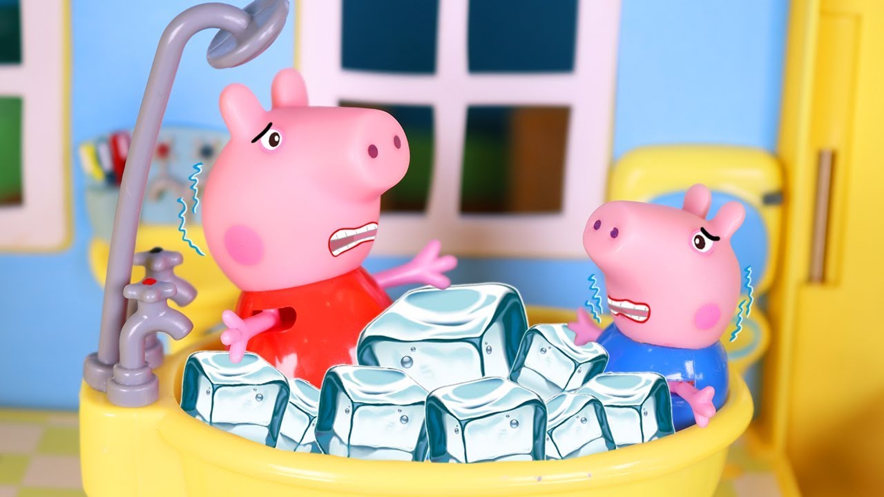 Peppa Pig Juguetes en Español 💓Peppa pig se baña con hielo!! - YouTube