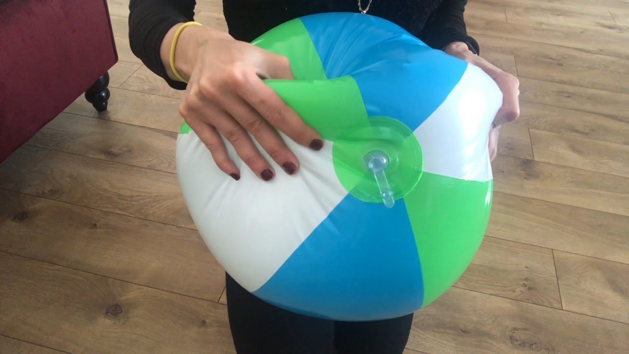 INFLATING INFLATABLE COLORFUL BEACH BALL AND STOMPING!! - YouTube