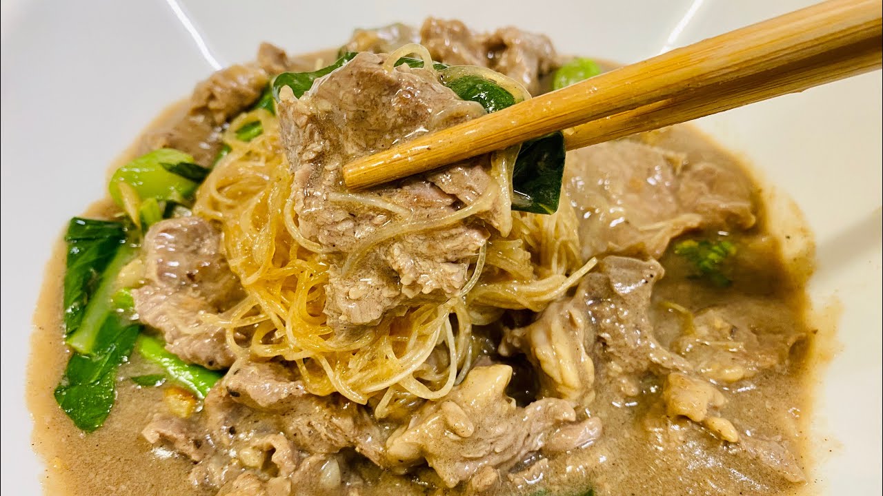 Secret recipe Rad Nha beef Thai street food ราดหน้าเนื้อนุ่ม สูตรอร่อย ...