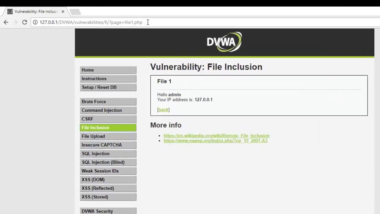DVWA-File Inclusion(low, medium and high security) - YouTube