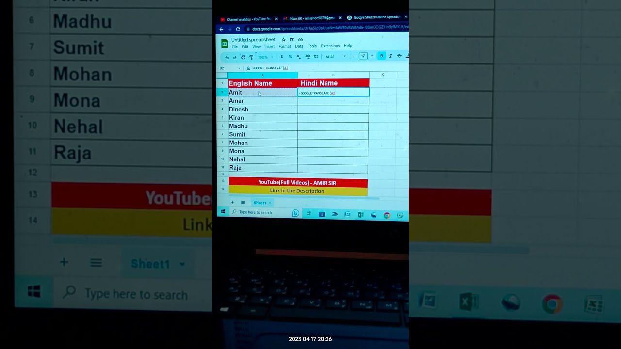 Convert English Text To Hindi Text In MS Excel shorts YouTube Convert English Text To Hindi Text In MS Excel shorts YouTube