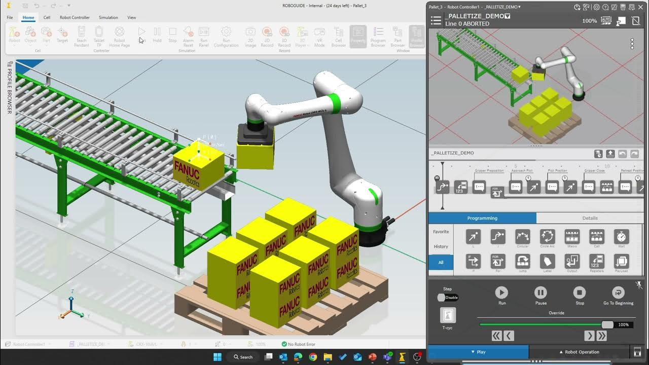 FANUC Roboguide v10 Example - Palletize Icon CRX10iA - YouTube