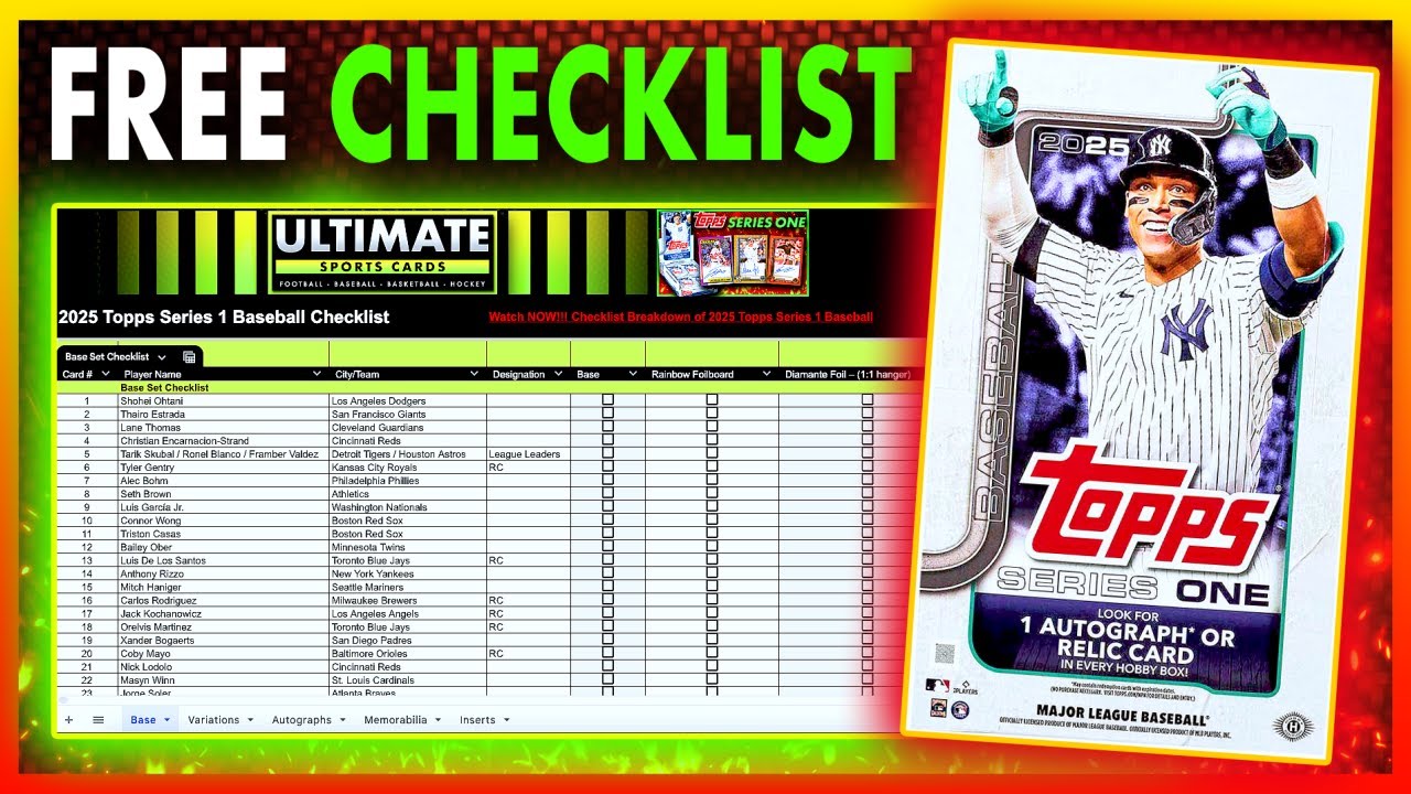 🚨 FREE Checklist: 2025 Topps Series 1 Baseball! Download Now! ⚾📋 - YouTube