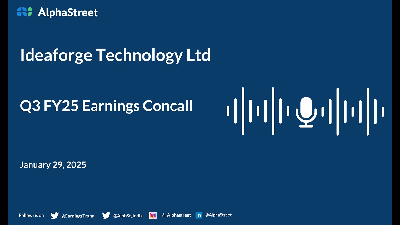Ideaforge Technology Ltd Q3 FY2024-25 Earnings Conference Call - YouTube
