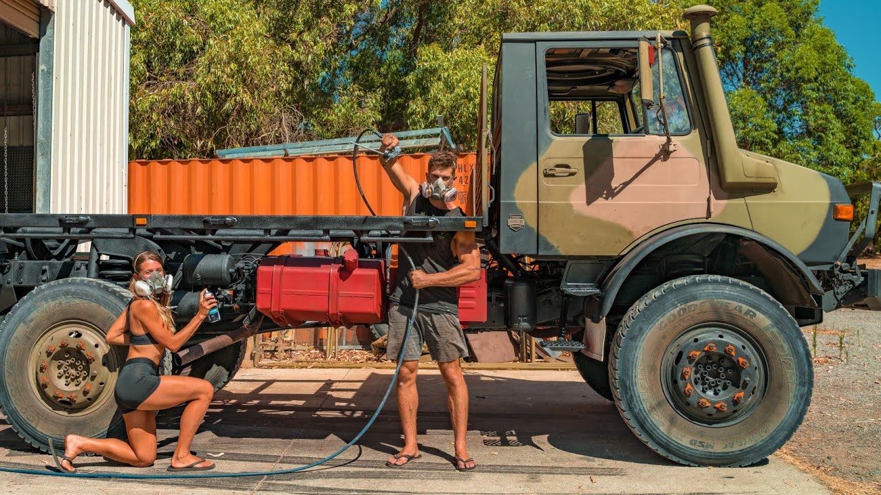 MAKING OUR UNIMOG TRUCK EVEN TOUGHER! Raptor Liner & Rust Converter ...