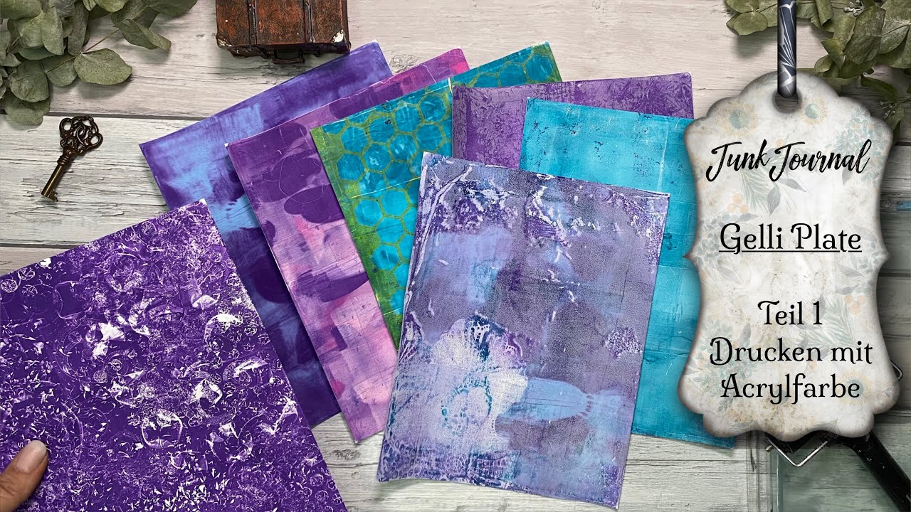 Junk Journal / Gelli Plate für Anfänger Teil 1 / Papier mit Acrylfarbe ...