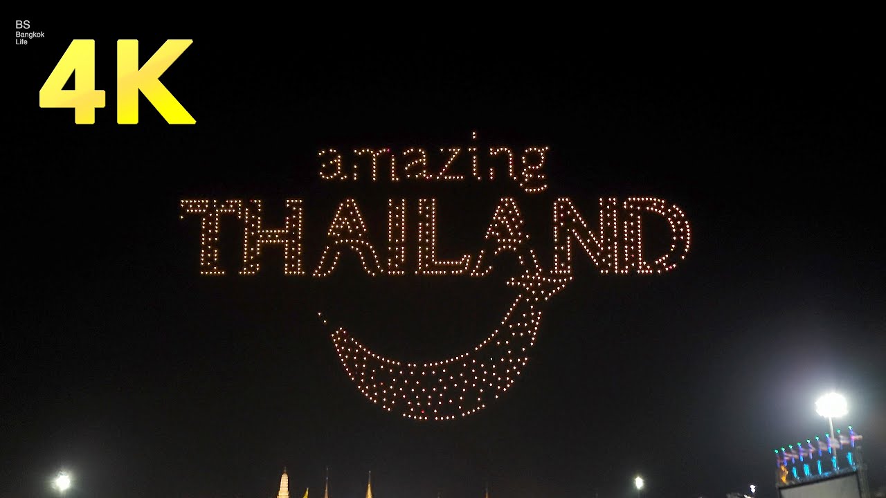4K60p | Drone Show / Maha Songkran World Festival 2024 at Sanam Luang ...