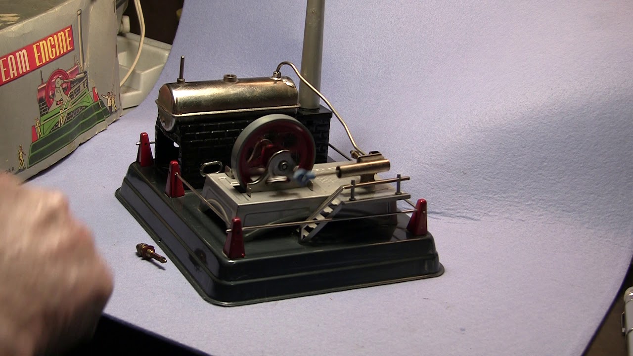 LineMar stationary toy steam engine J-2734 - YouTube