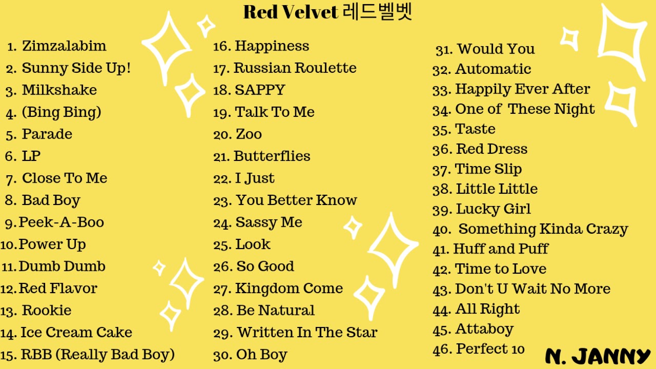( FULL TRACKLIST) RED VELVET SONG 2019 - YouTube