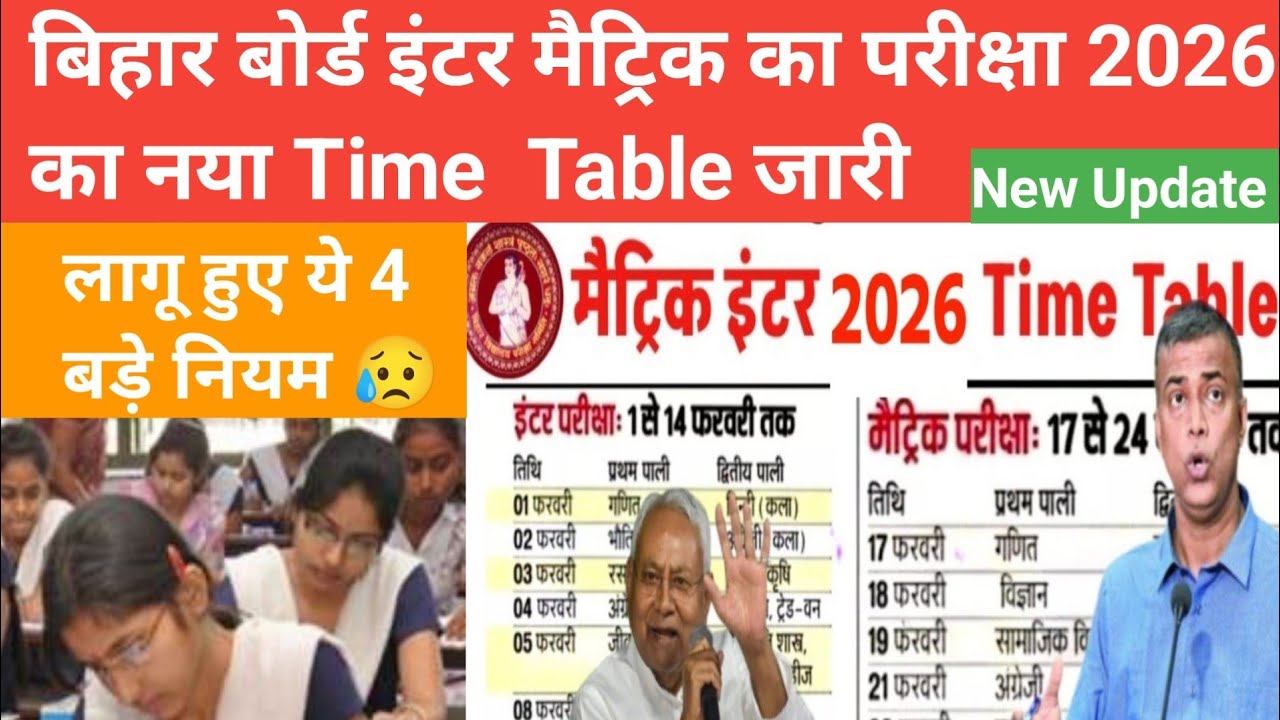 Bihar Board 2026 Final Exam Ka Time Table Aagya #Bihar Bord #Matric ...
