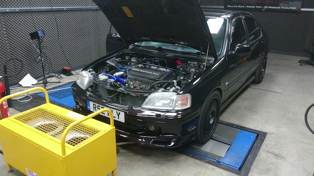Honda civic v-tec mb6 b18c4 198bhp dyno run - YouTube