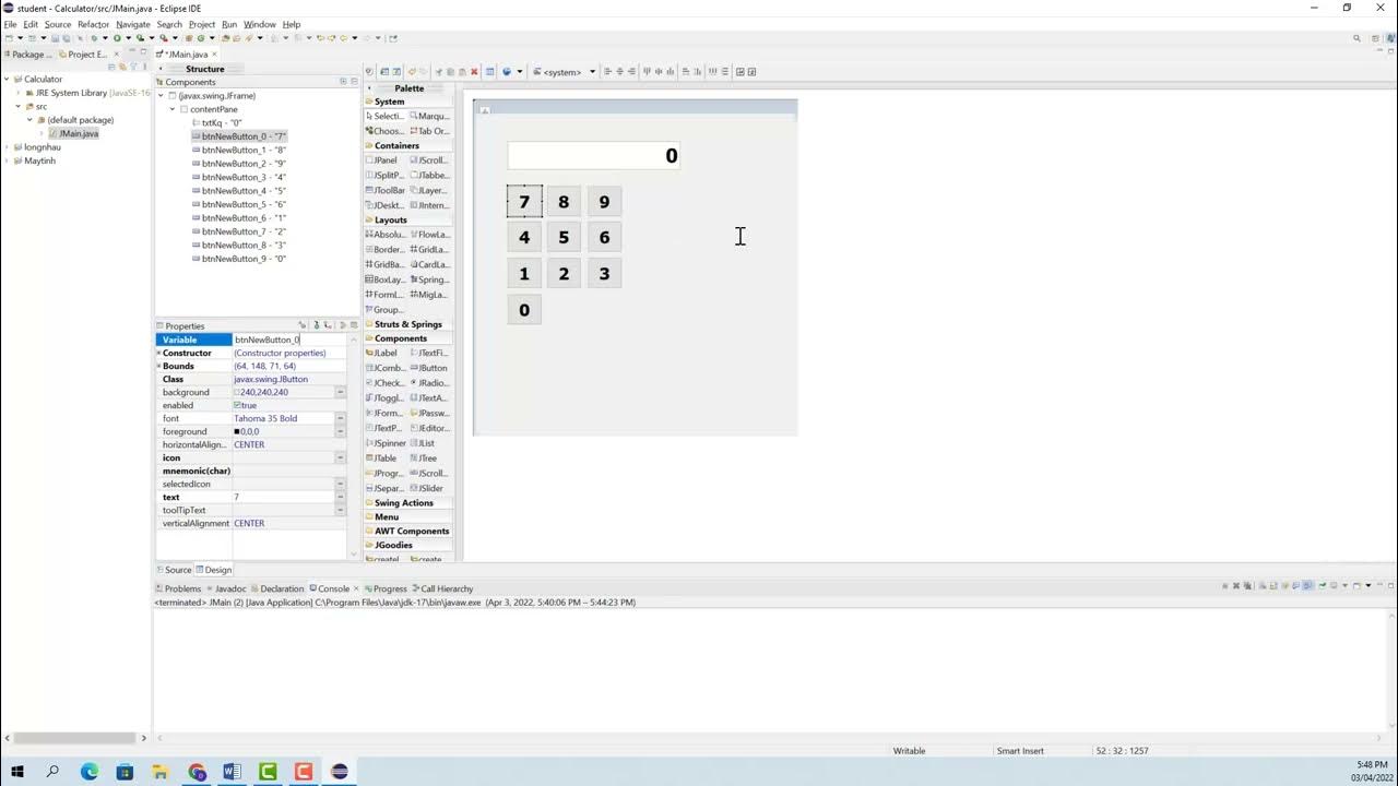 Java WindowBuilder - Tạo máy tính đơn giản 1 (Create simple calculator 1) - YouTube