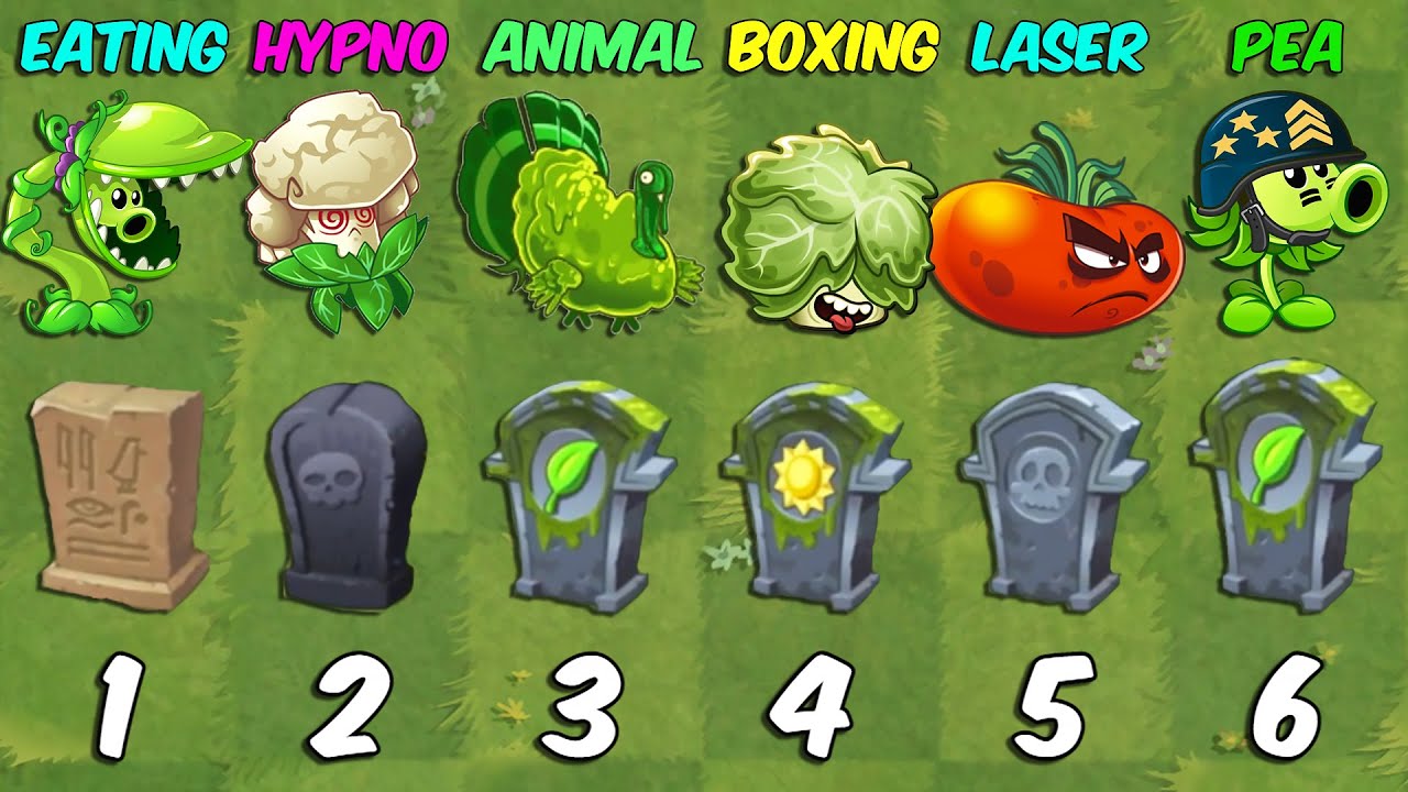 All Plants LEVEL 1 vs 8 Grave Stone - Who's Best Plant? - PvZ 2 ...
