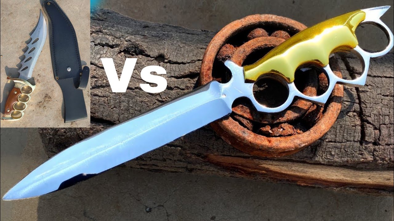 Self Defence Punch + Knife Unboxing & Testing | Fighting Knife Punch ...